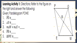 Properties of Parallelogram for grade 9 learners | PPTX