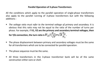 Parallel Operation of a Single Phase Transformer | PPTX
