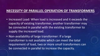 Parallel operation of transformers | PPTX