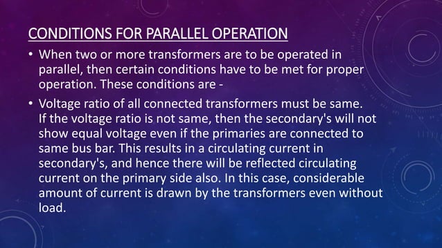 Parallel operation of transformers | PPTX