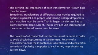 Parallel operation of transformers | PPTX