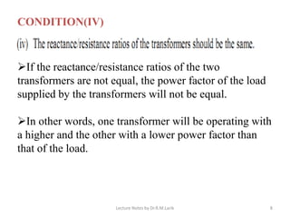 Parallel operation of transformers | PDF
