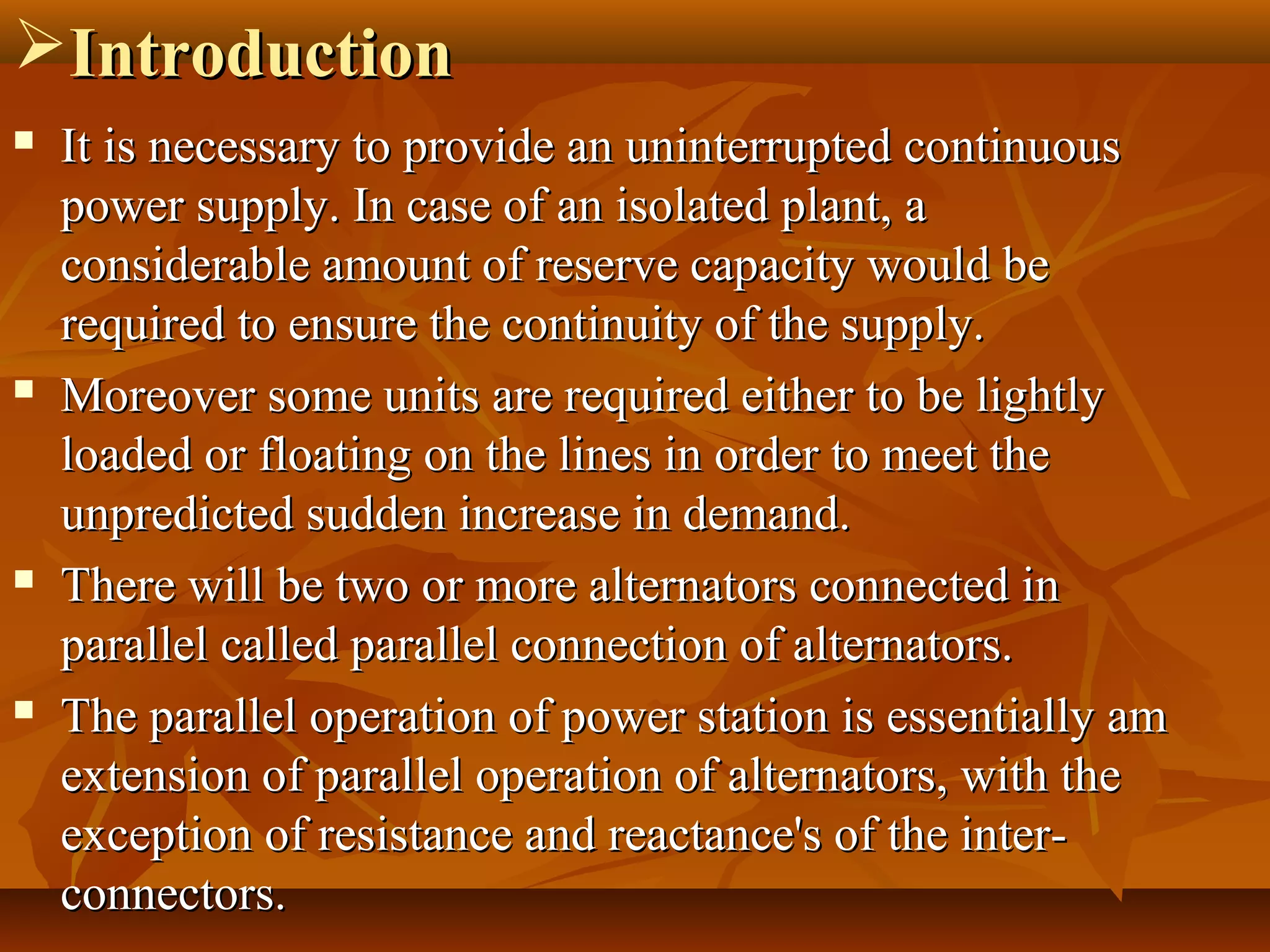 Parallel Operation on Alternators. | PPT