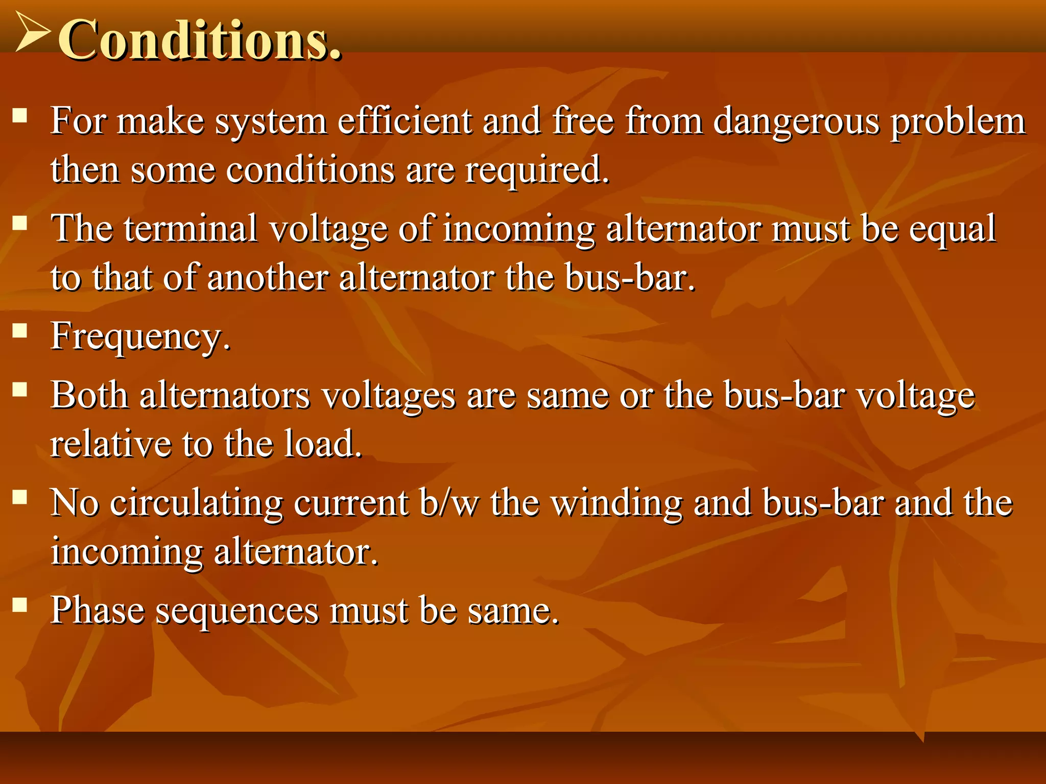 Parallel Operation on Alternators. | PPT