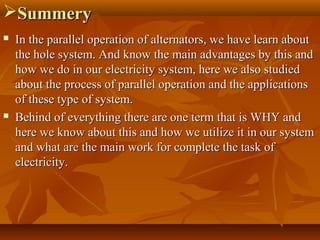Parallel Operation on Alternators. | PPT