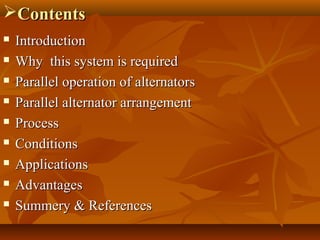 Parallel Operation on Alternators. | PPT