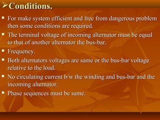Parallel Operation on Alternators. | PPT