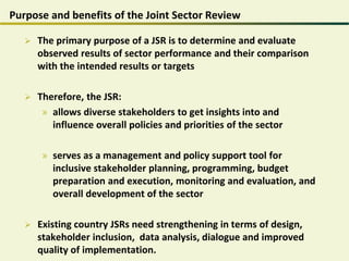 Improving JSR Practices at Country Level: Achievements and Gaps in ...
