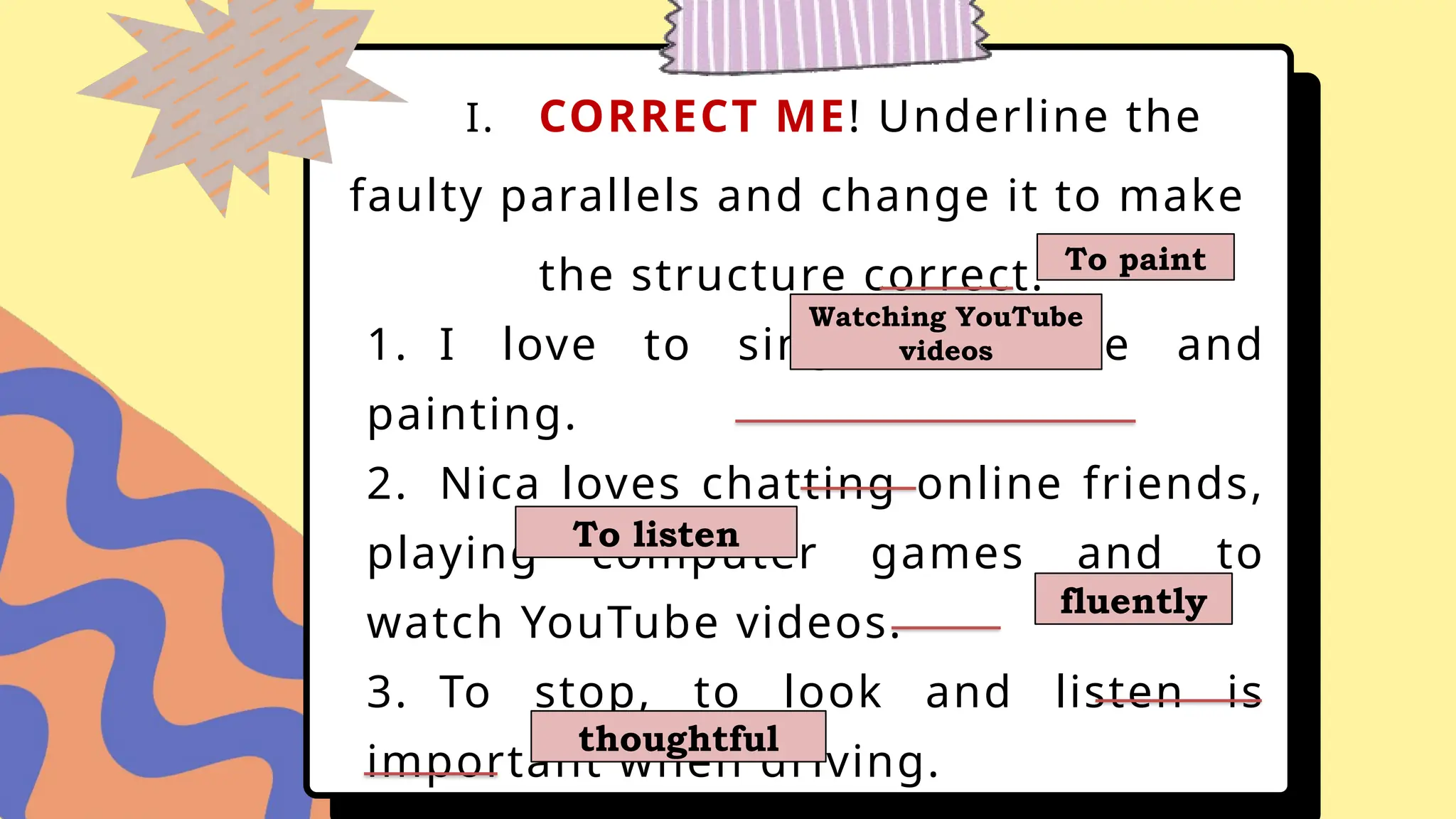 Parallel Structurepptx En8g Ia 7 Use Parallel Structures Pptx Educational Assessment