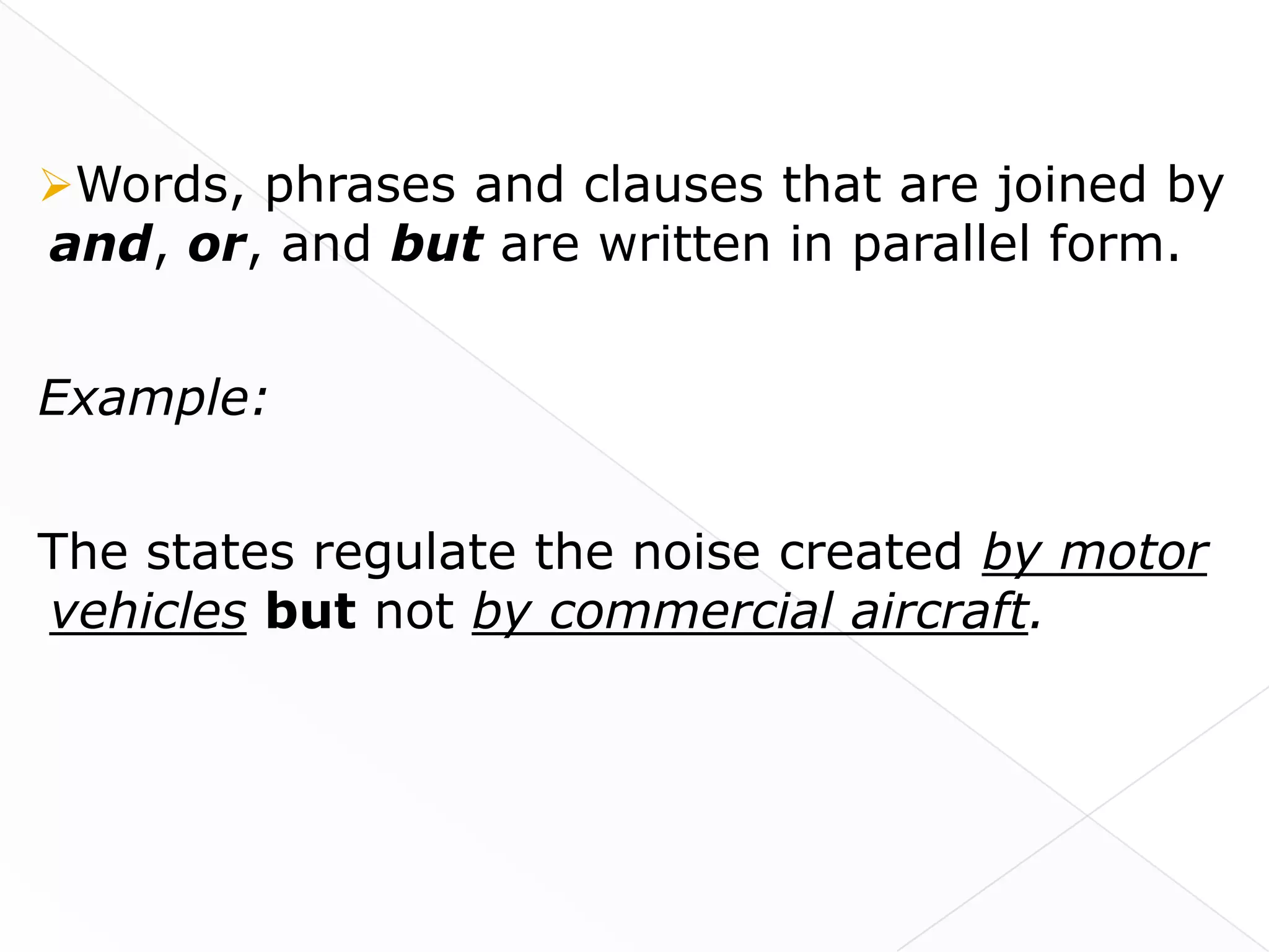Parallel structures sentence problems | PPTX