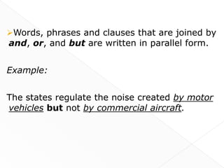 Parallel structures sentence problems | PPTX