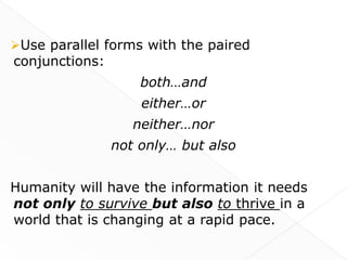 Parallel structures sentence problems | PPTX