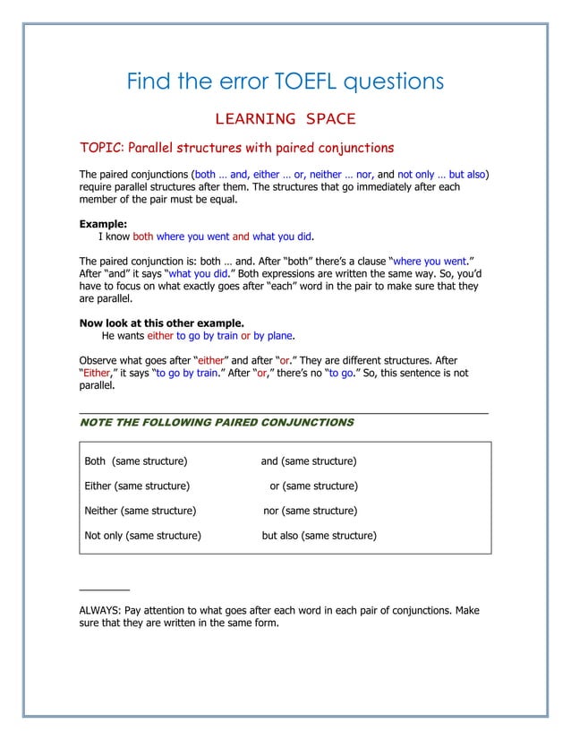 Parallel structure with paired conjunctions | PDF