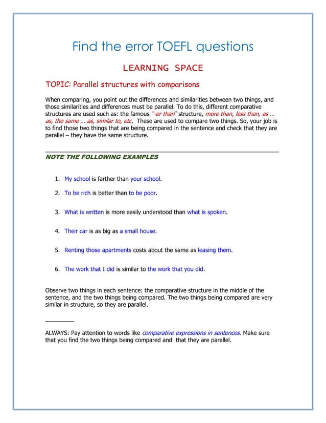 Parallel structure with comparisons | PDF