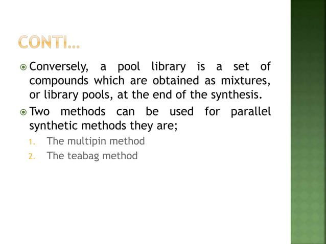 Parallel synthesis | PPTX | Chemistry | Science