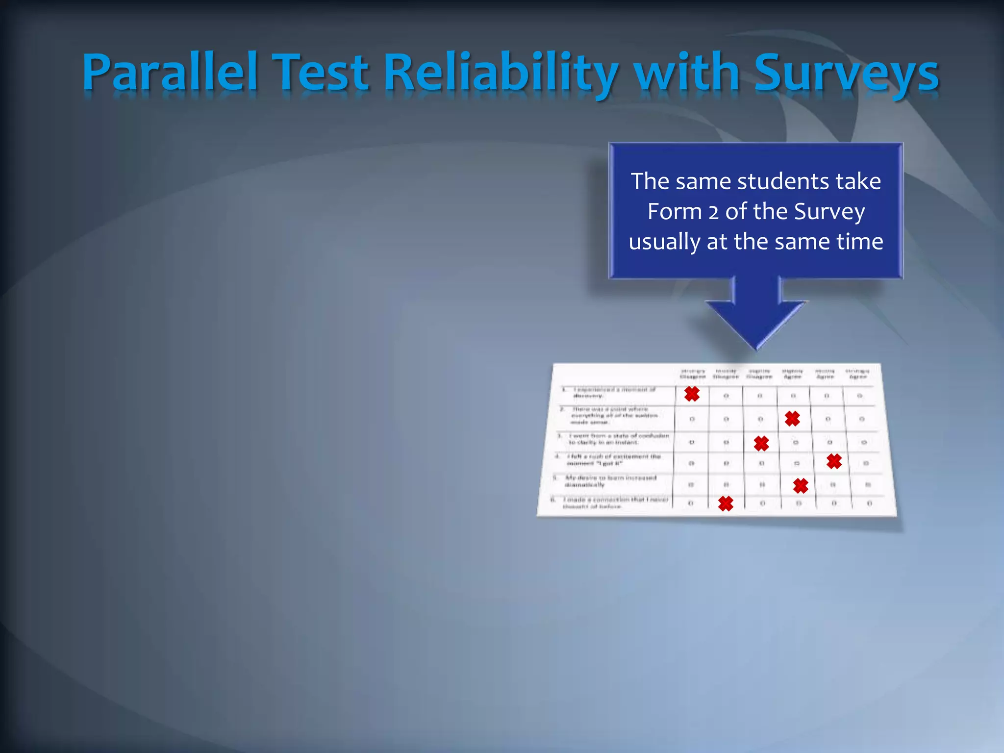 Parallel test reliabilty with surveys | PPTX | Educational Assessment ...