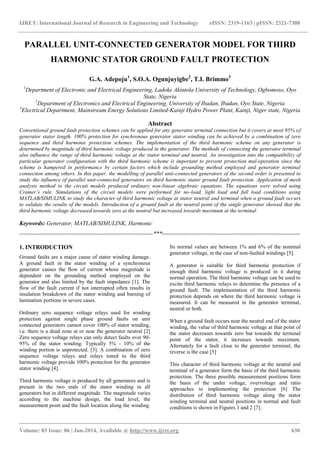 Parallel unit connected generator model for third | PDF