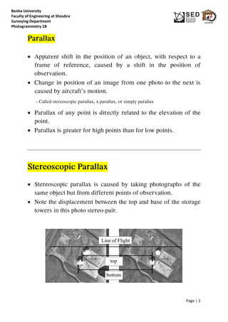 Photogrammetry - Stereoscopic Parallax | PDF