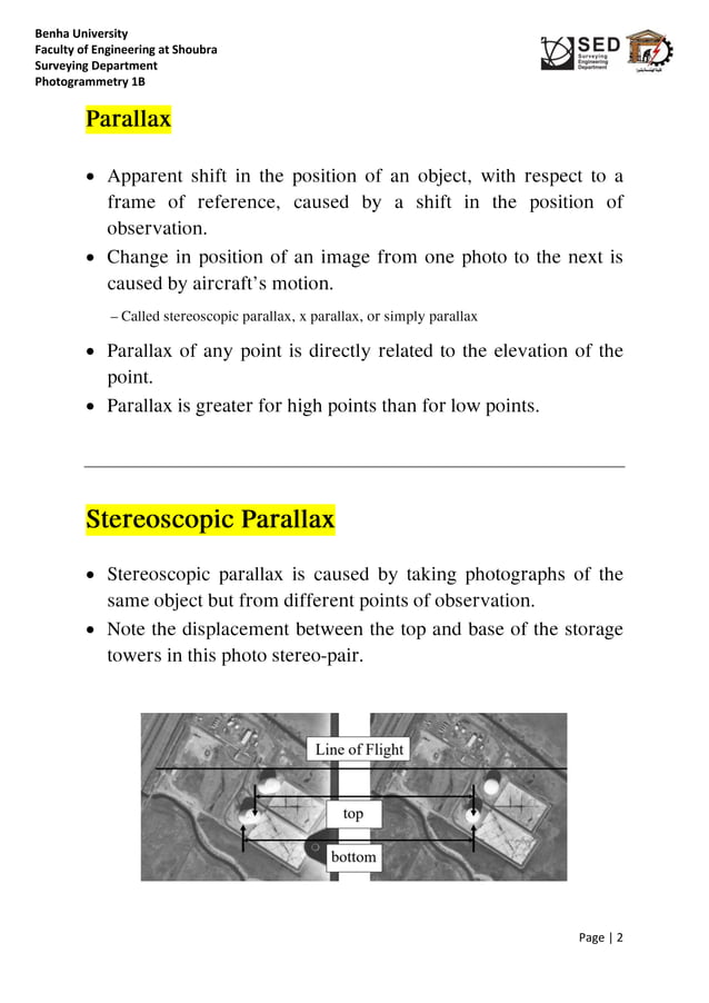 Photogrammetry - Stereoscopic Parallax | PDF