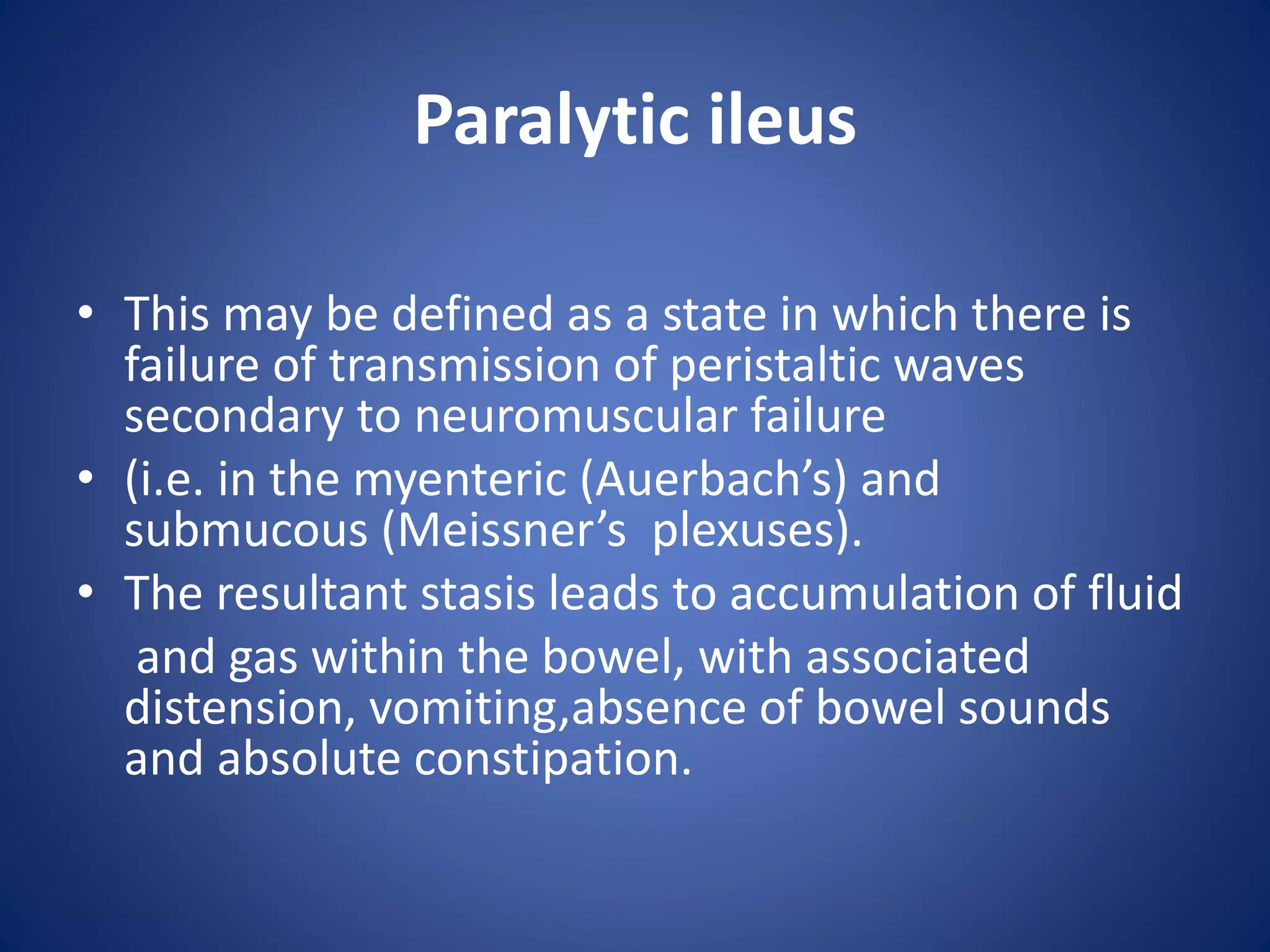 Paralytic ileus | PPT