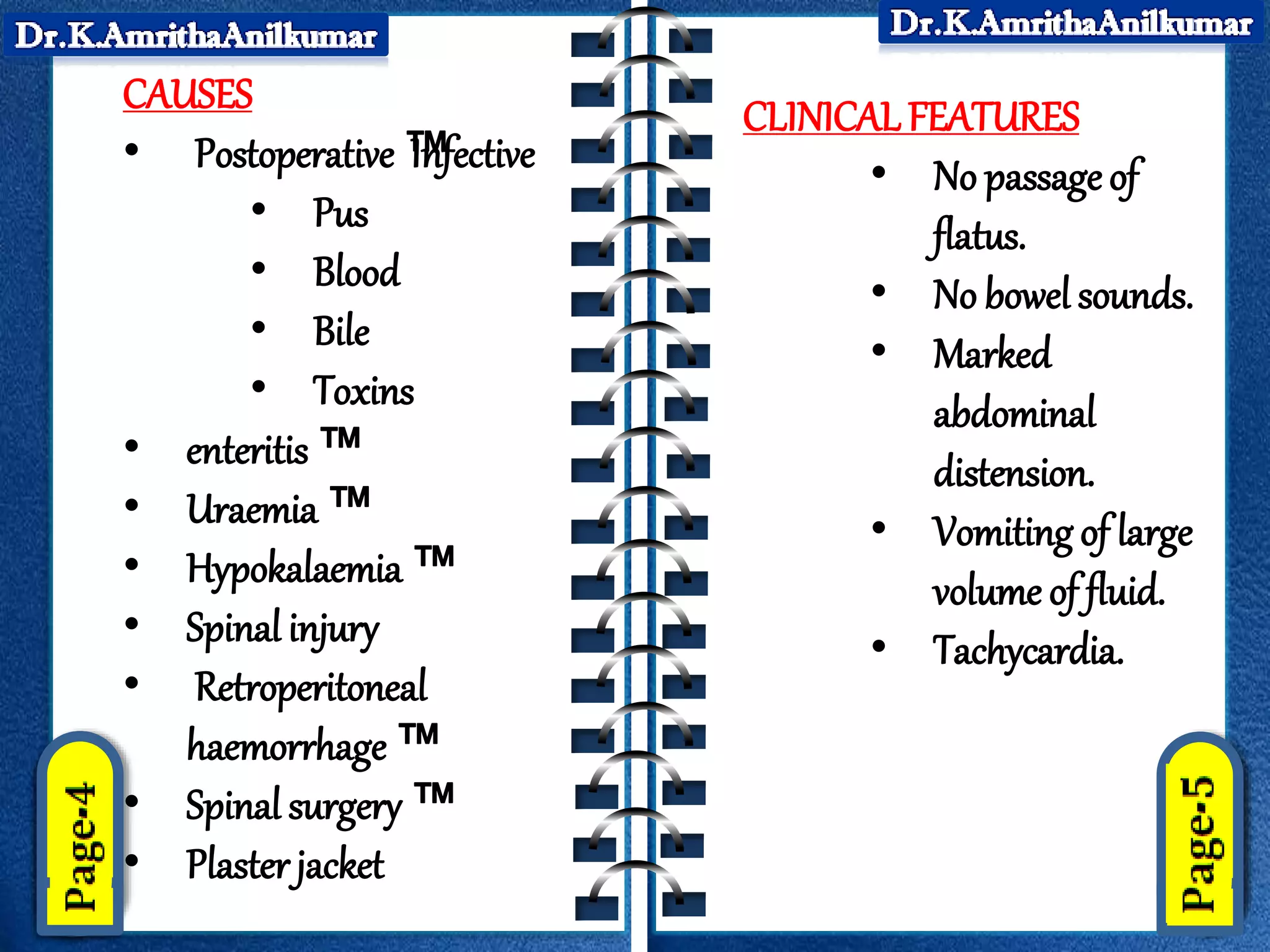 Paralytic Ileus Adynamic Intestinal Obstruction Ppt