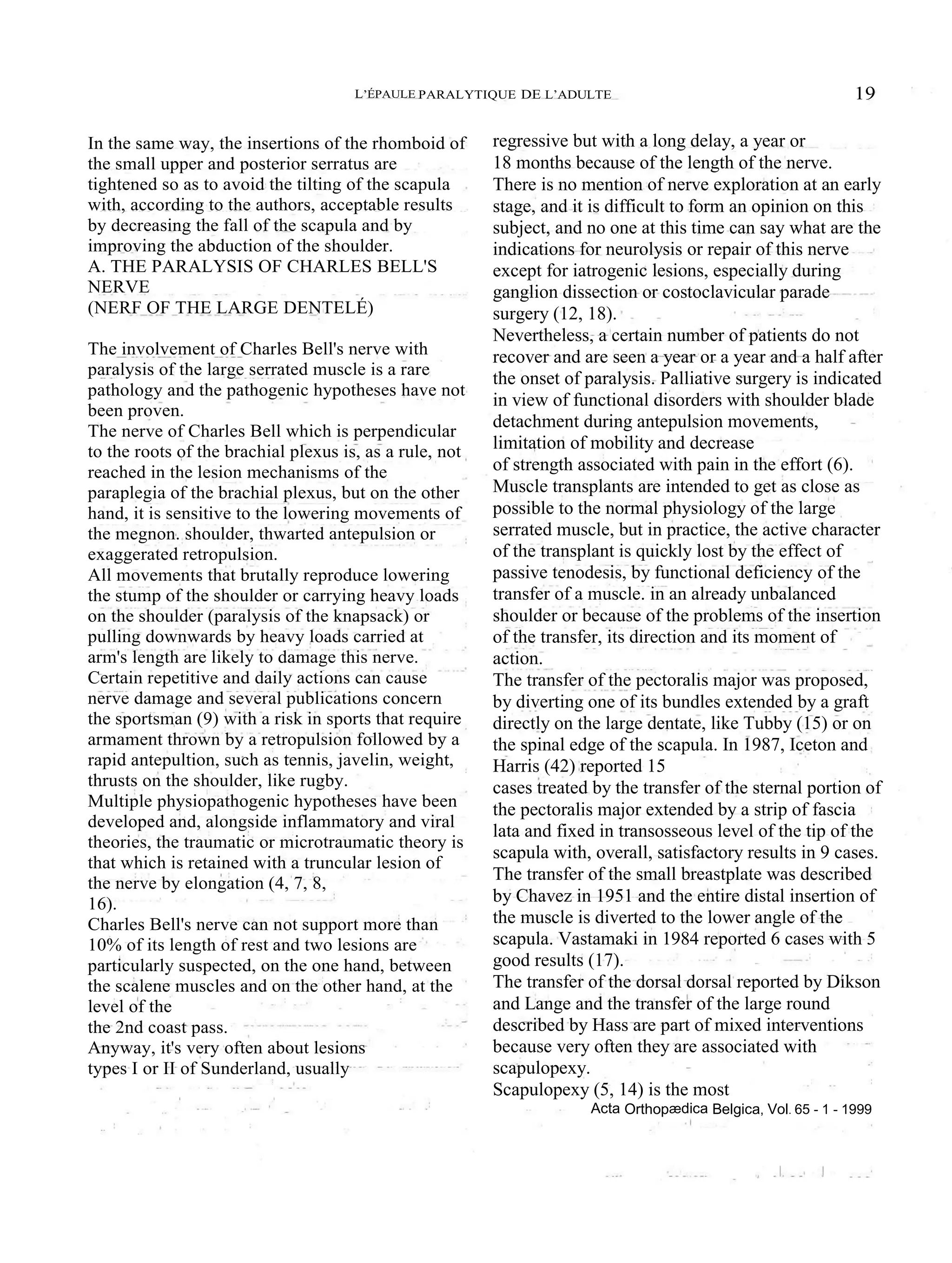 Paralytic shoulder secondary to post traumatic peripheral nerve lesions ...