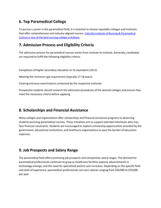 Paramedical Courses: A Pathway to Global Healthcare Opportunities | PDF