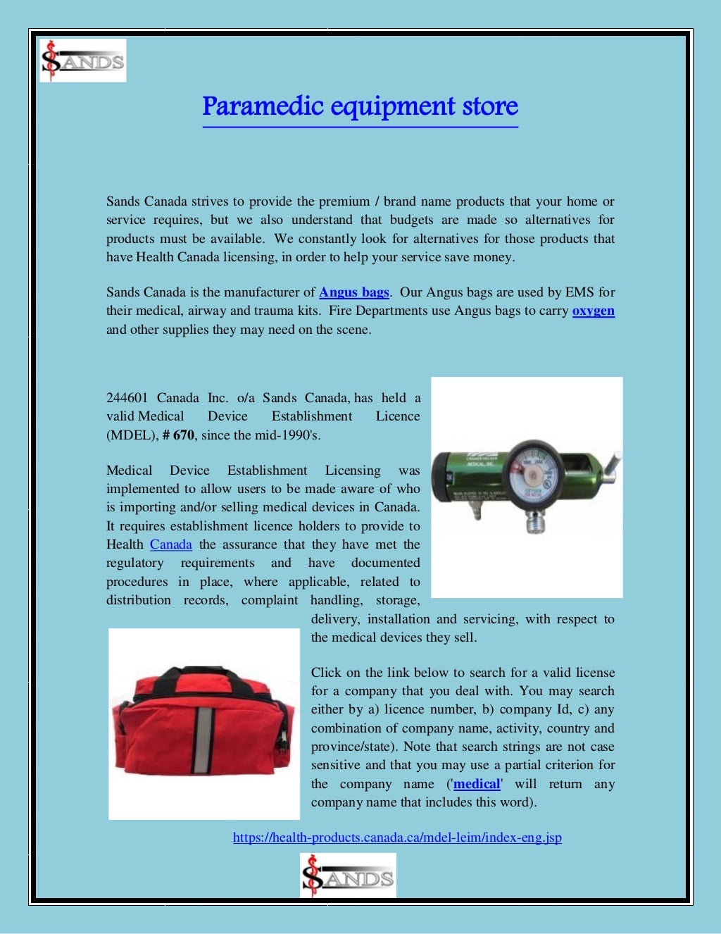 Paramedic equipment store