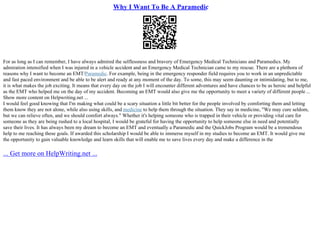 Paramedic Personal Statement | PPT