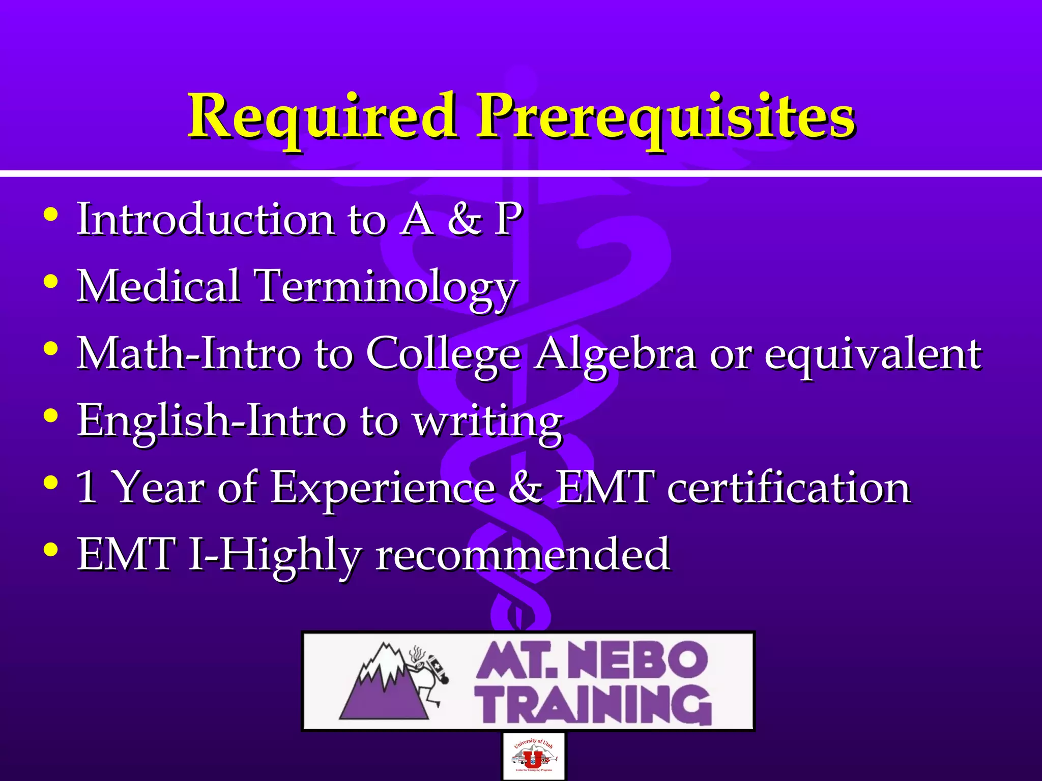 Paramedic Program Pg | PPT | Education