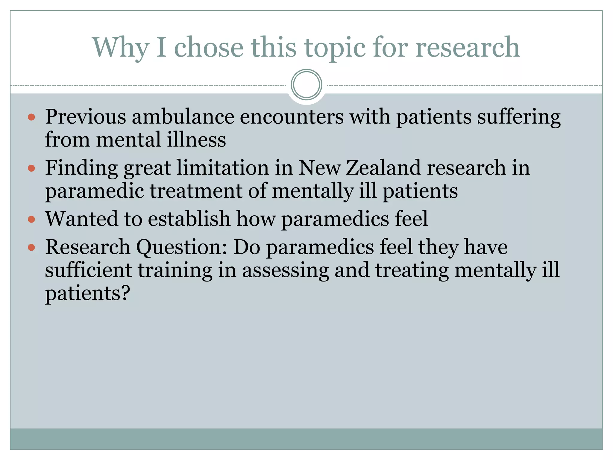 Paramedics and mental illness | PPTX