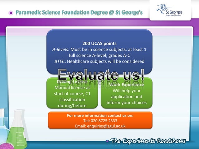 Paramedic Science Roadshow 2010 | PPT