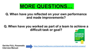 Paramedic Science Degree Interview Questions and Answers | PPTX