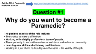 Paramedic Science Degree Interview Questions and Answers | PPTX