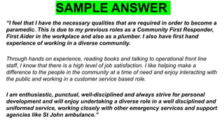 Paramedic Science Degree Interview Questions and Answers | PPTX
