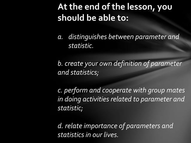 Parameter And Statistic Copypptx Science
