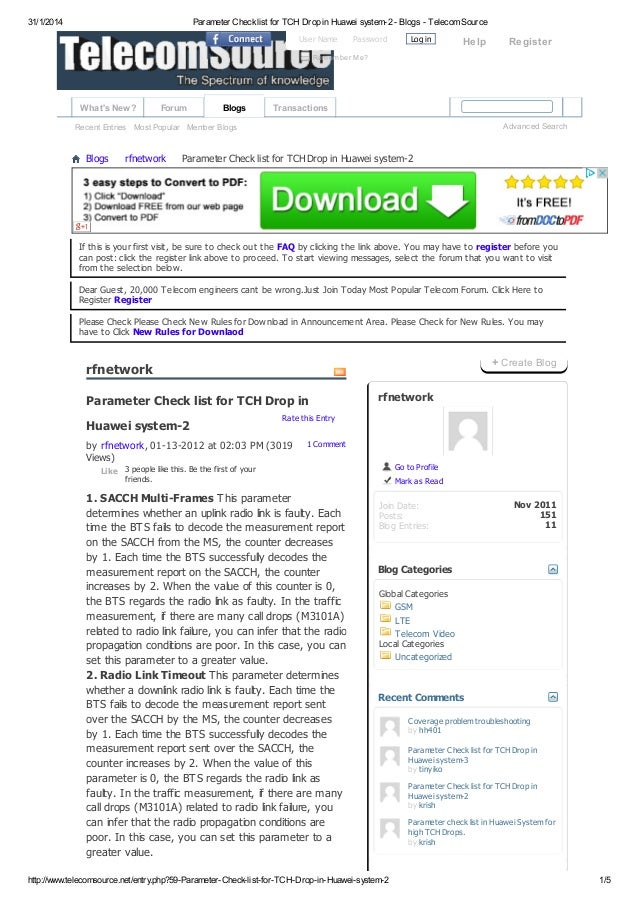 Parameter check list for tch drop in huawei system 2 - blogs - teleco…