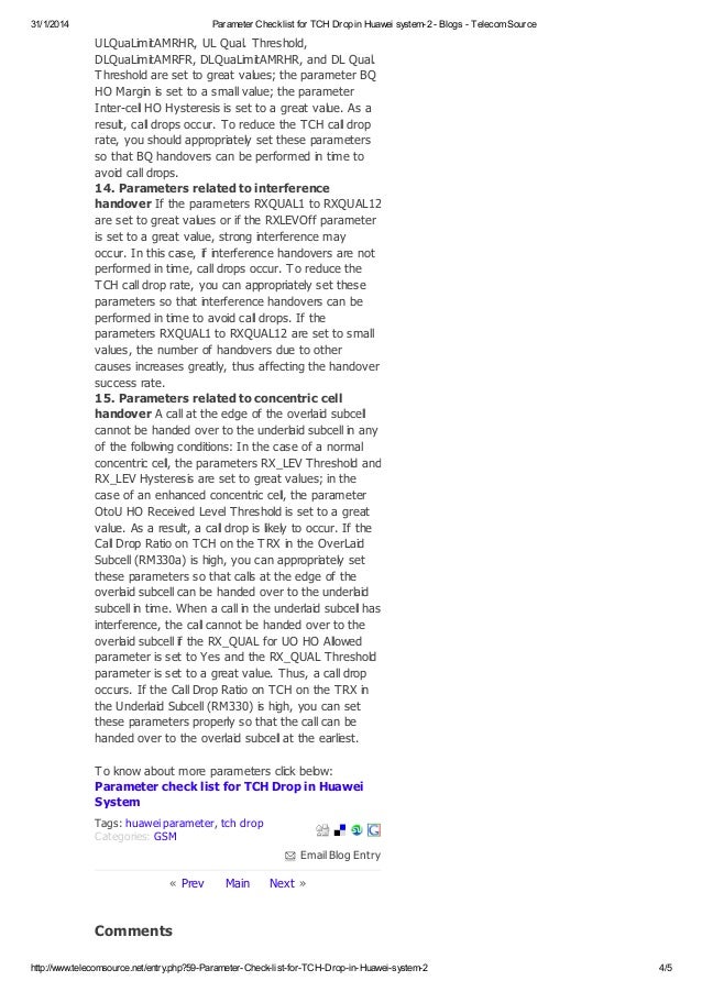 Parameter check list for tch drop in huawei system 2 - blogs - teleco…
