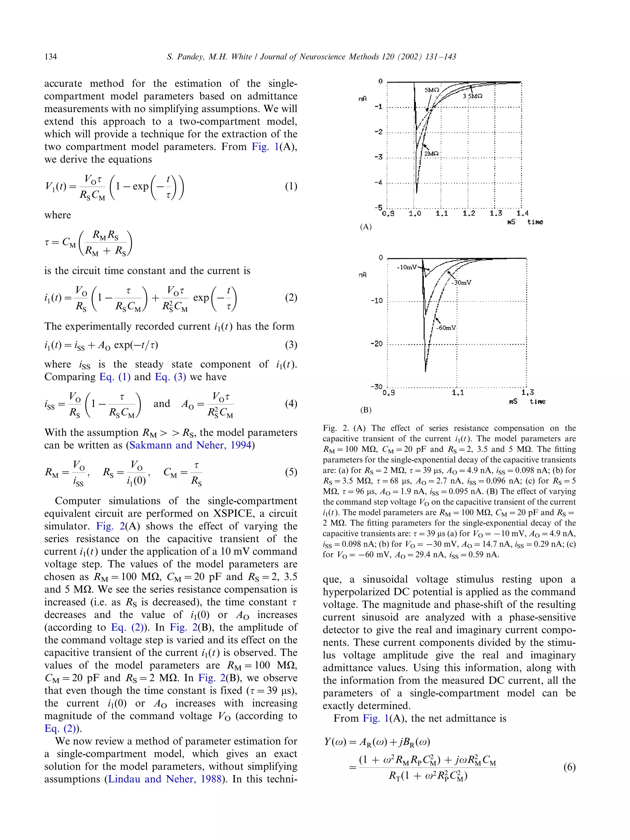 Two compartment model for Patch Clamp | PDF