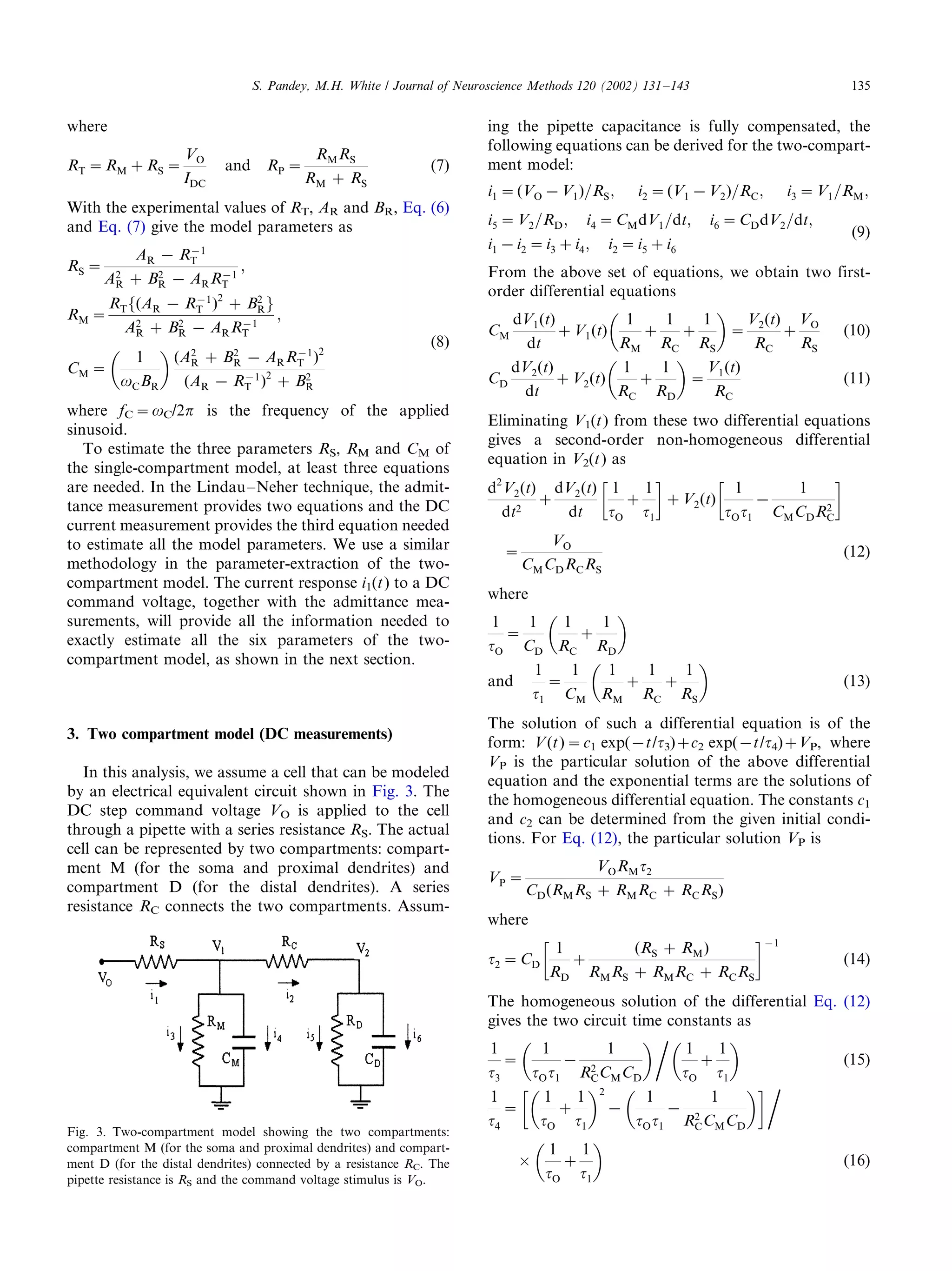 Two compartment model for Patch Clamp | PDF