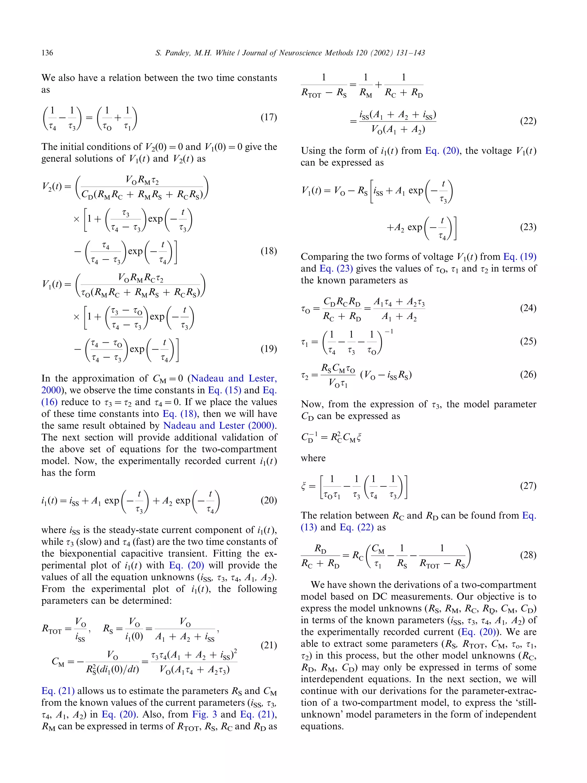 Two compartment model for Patch Clamp | PDF