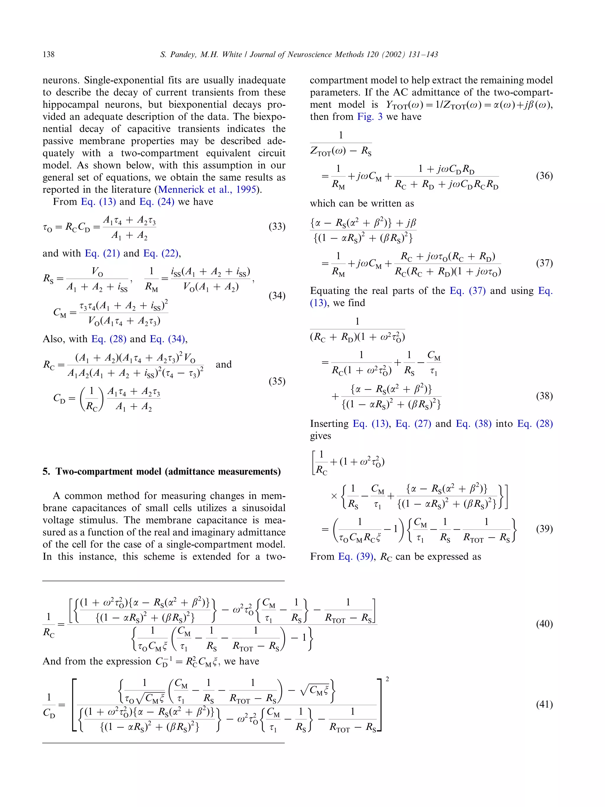 Two compartment model for Patch Clamp | PDF