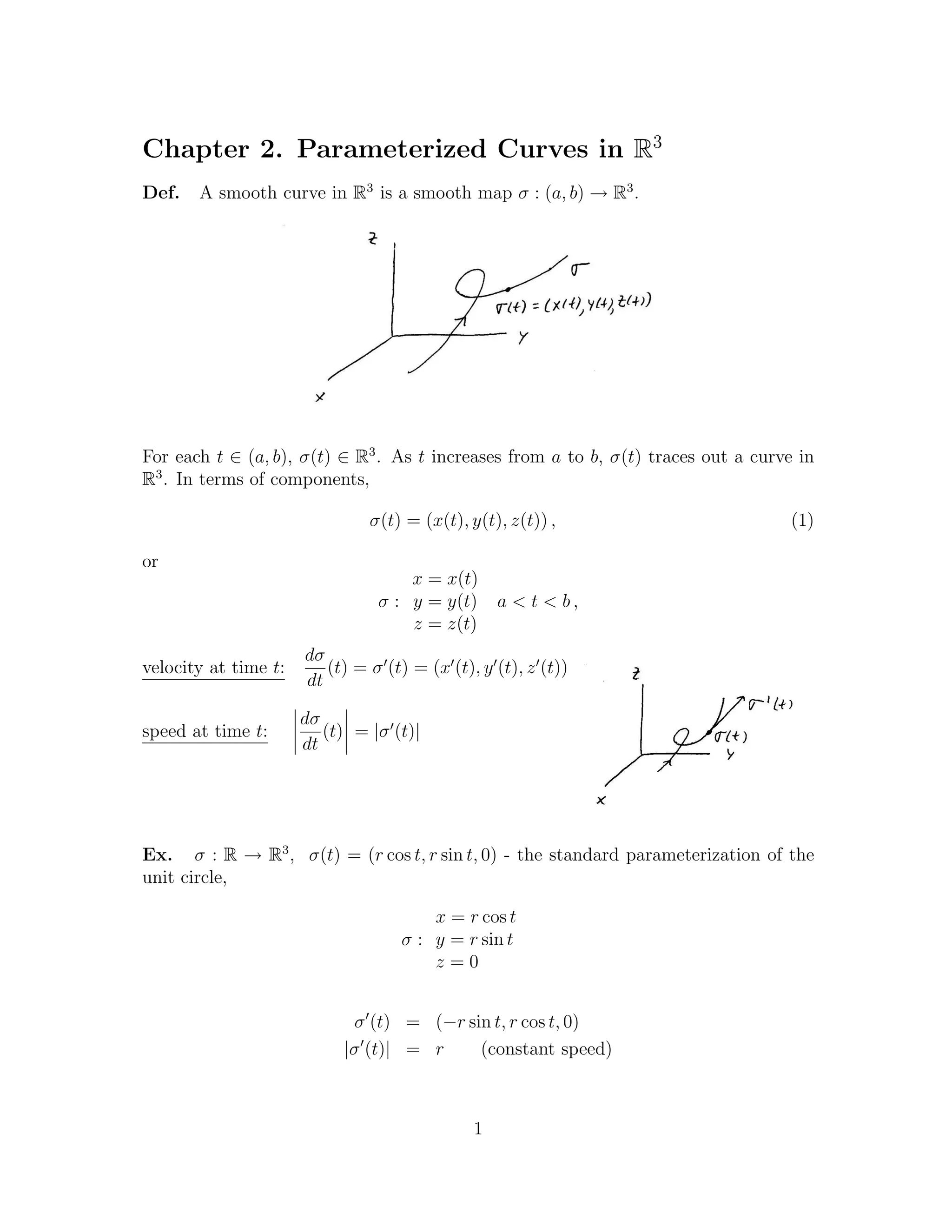 Parameterized curves in r^3 | PDF