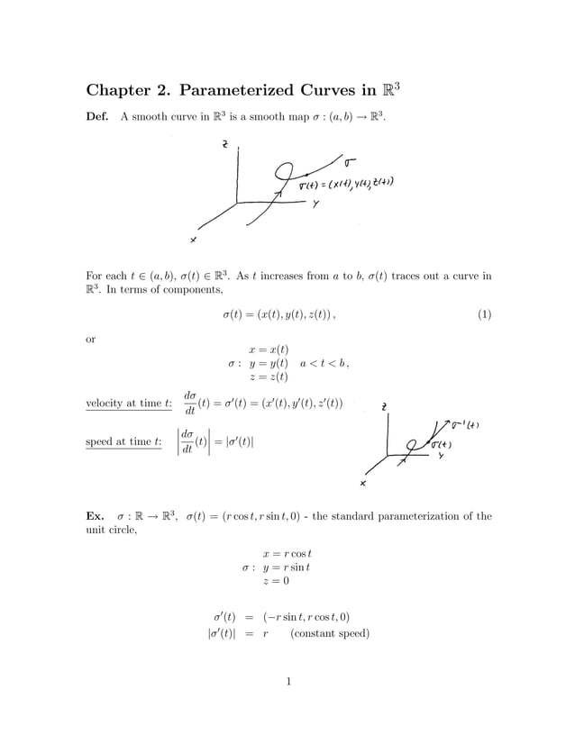 Parameterized curves in r^3 | PDF