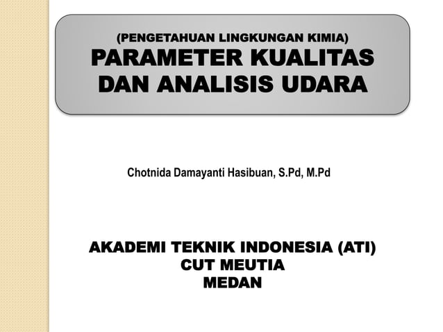 Parameter kualitas dan analisis udara | PDF