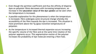 Parameters affecting the dye adsorption of polyester dyeing with ...
