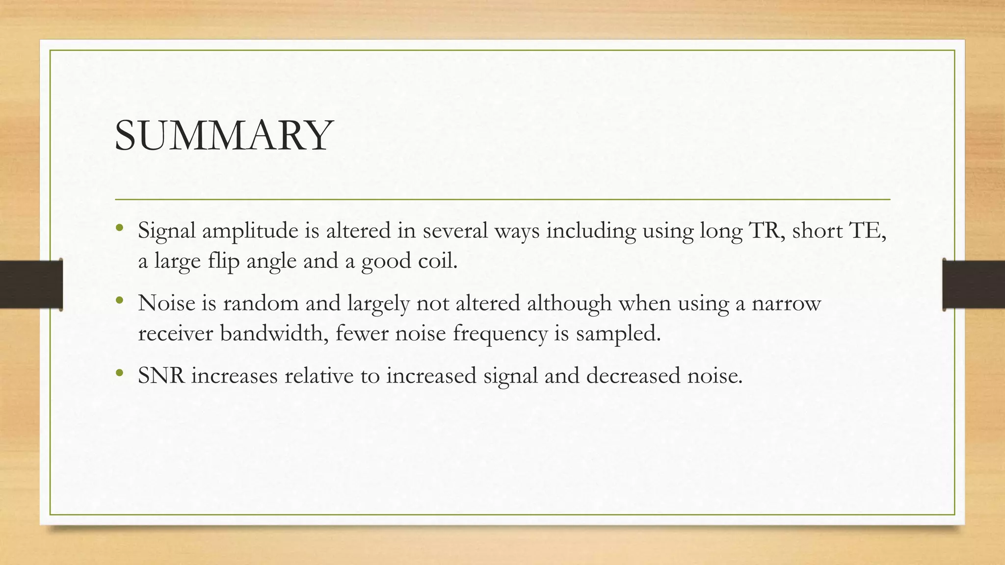 PARAMETERS AND ASSOCIATED Trade-Offs, MRI | PPTX