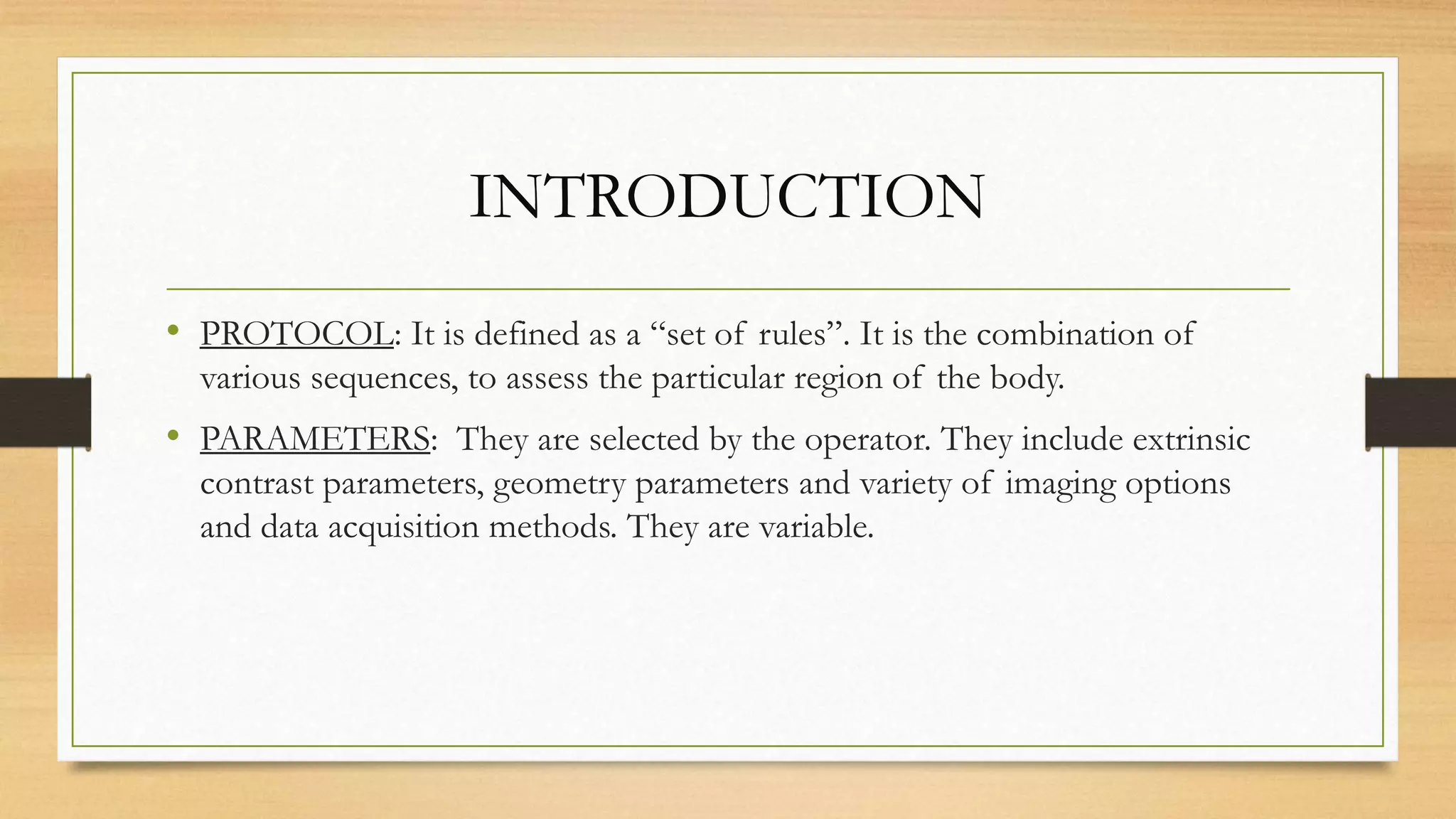 PARAMETERS AND ASSOCIATED Trade-Offs, MRI | PPTX