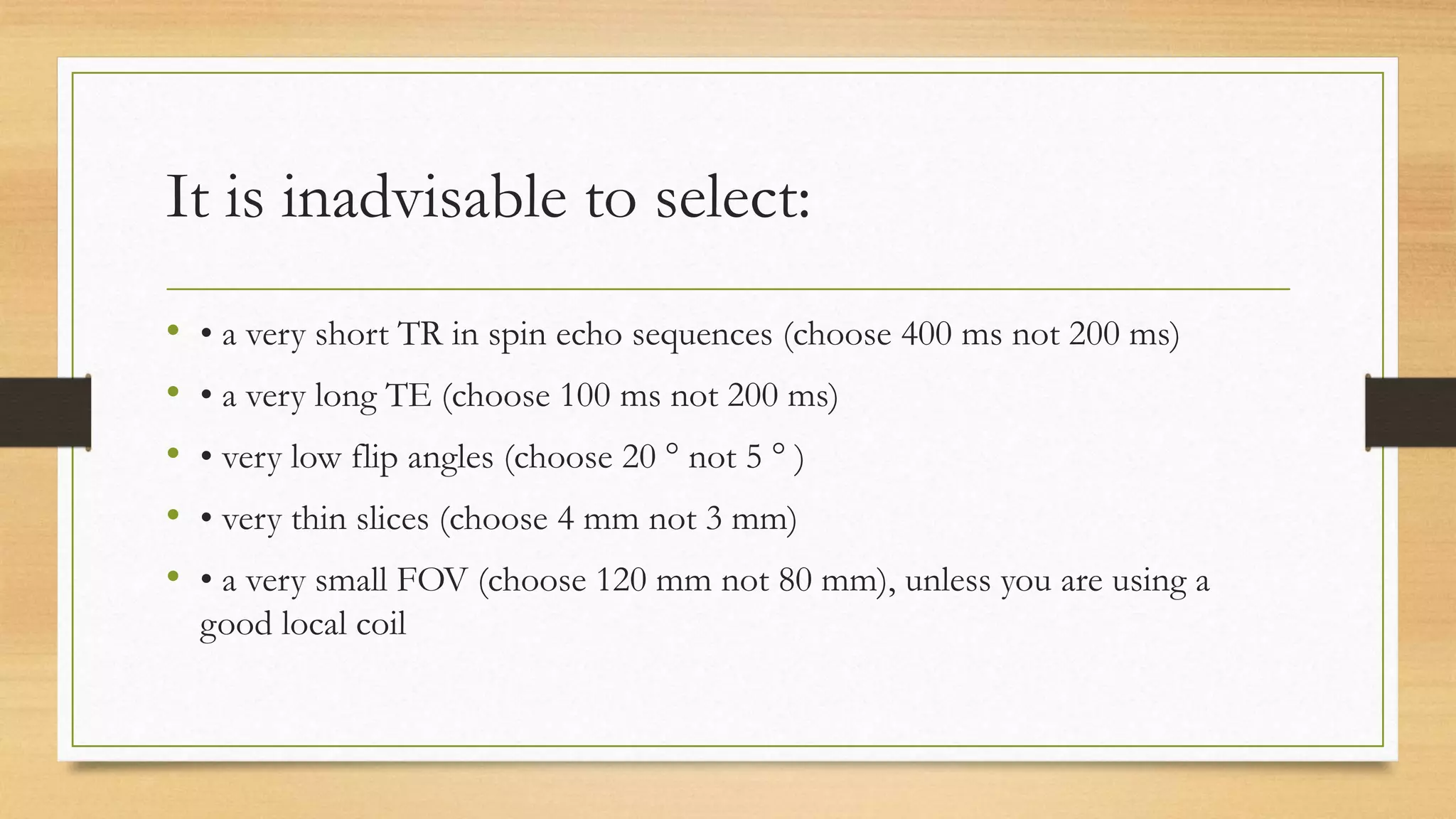 PARAMETERS AND ASSOCIATED Trade-Offs, MRI | PPTX