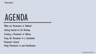 What are Parameters in Tableau | Tableau Tutorial | Edureka | PDF | Technology & Computing